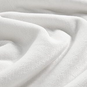 CozyLux Fleece Blanket Queen White 90" x 90" - 300GSM Super Soft Lightweight Microfiber Flannel Blankets for Travel Camping Chair and Sofa, Cozy Luxury Plush Fuzzy Bed Blankets