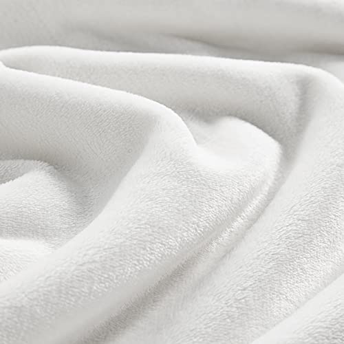 CozyLux Fleece Blanket Queen White 90" x 90" - 300GSM Super Soft Lightweight Microfiber Flannel Blankets for Travel Camping Chair and Sofa, Cozy Luxury Plush Fuzzy Bed Blankets