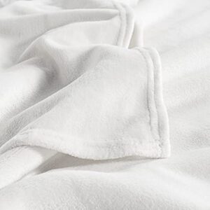 CozyLux Fleece Blanket Queen White 90" x 90" - 300GSM Super Soft Lightweight Microfiber Flannel Blankets for Travel Camping Chair and Sofa, Cozy Luxury Plush Fuzzy Bed Blankets