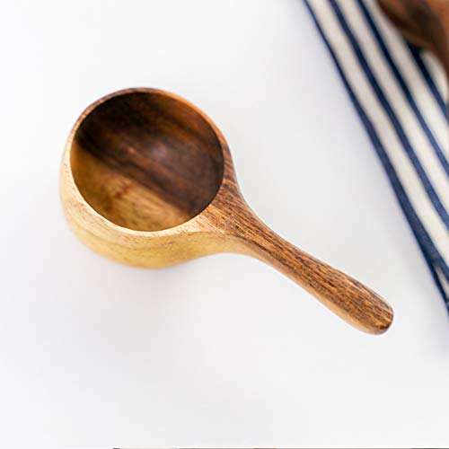 Hemoton Wooden Measuring Spoon Coffee Bean Milk Powder Scoop Wooden Kitchen Soup Spoon Scale Teaspoons Kitchen Baking Utensils