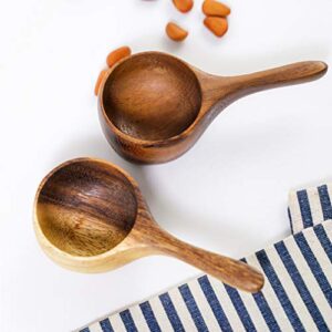 Hemoton Wooden Measuring Spoon Coffee Bean Milk Powder Scoop Wooden Kitchen Soup Spoon Scale Teaspoons Kitchen Baking Utensils