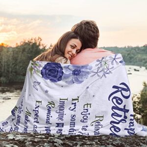 KJACGAD Retirement Gifts for Women Men 2023 Farewell Gifts Going Away Gifts for Coworkers Friends Happy Retirement Decorations Retired Gifts for Women Men Christmas Throw Blanket 60X50 Inch