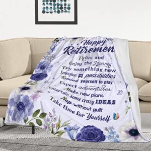 KJACGAD Retirement Gifts for Women Men 2023 Farewell Gifts Going Away Gifts for Coworkers Friends Happy Retirement Decorations Retired Gifts for Women Men Christmas Throw Blanket 60X50 Inch