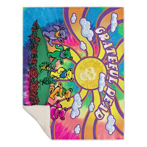 liquid blue men's grateful dead sunshine bears coral fleece throw blanket, multicolor, 60x50 inches