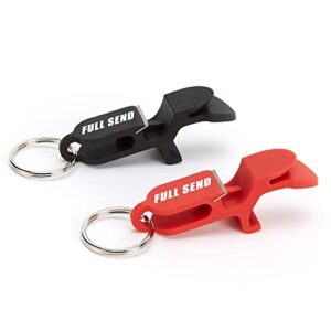 full send 2pcs shotgun tool bottle opener keychain nelk boys beer bong stainless steel ring includes sturdy plastic shotgunning tool compact versatile durable for drinking accessories(red & black)