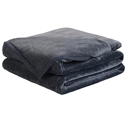 EASELAND Soft Queen Size Blanket All Season Warm Microplush Lightweight Thermal Fleece Blankets for Couch Bed Sofa,90x90 Inches,Dark Grey