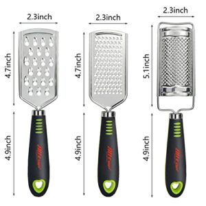 ALLTOP Food Graters for Cheese,Nutmeg,Potato,Ginger and Garlic,Cirtrus,Hand-held Stainless Steel Zester for Kitchen - Pro Multi-purpose Gadgets,Set of 3 Grinders