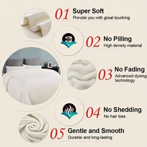 Soft California King Blanket Warm Fuzzy Microplush Lightweight Thermal Fleece Blankets for Couch Bed Sofa,102X108Inch,Ivory