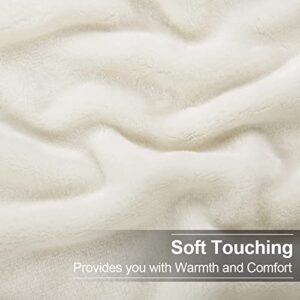 Soft California King Blanket Warm Fuzzy Microplush Lightweight Thermal Fleece Blankets for Couch Bed Sofa,102X108Inch,Ivory