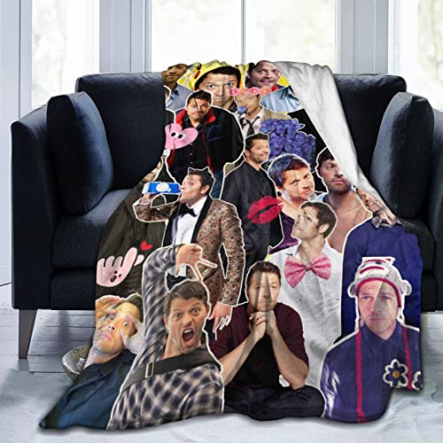 Blanket Misha Collins Soft and Comfortable Warm Fleece Blanket for Sofa,Office Bed car Camp Couch Cozy Plush Throw Blankets Beach Blankets