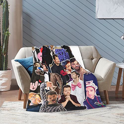 Blanket Misha Collins Soft and Comfortable Warm Fleece Blanket for Sofa,Office Bed car Camp Couch Cozy Plush Throw Blankets Beach Blankets