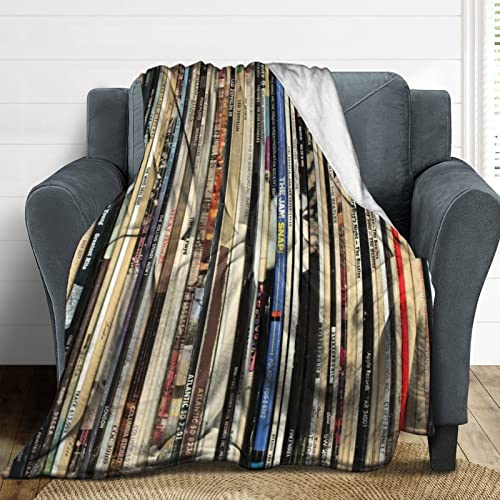 Classic Rock Vinyl Records Flannel Fleece Throw Blankets 50"X40" Lightweight Fluffy Winter Fall Blanket Cozy Soft Fuzzy Plush Home Decor for Couch Bed Sofa Bedroom Living Room Travel