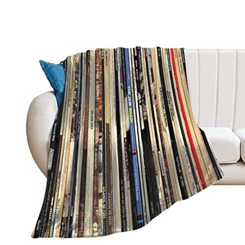 Classic Rock Vinyl Records Flannel Fleece Throw Blankets 50"X40" Lightweight Fluffy Winter Fall Blanket Cozy Soft Fuzzy Plush Home Decor for Couch Bed Sofa Bedroom Living Room Travel