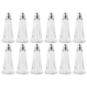 (set of 12) 1 oz. tower salt and pepper shakers, tall glass body mini salt and pepper shakers for restaurant by tezzorio