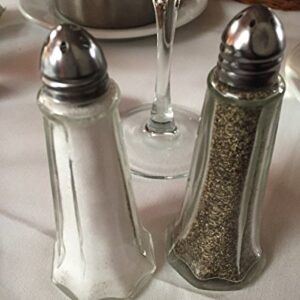 (Set of 12) 1 oz. Tower Salt and Pepper Shakers, Tall Glass Body Mini Salt and Pepper Shakers for Restaurant by Tezzorio