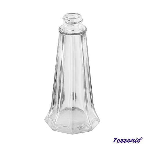 (Set of 12) 1 oz. Tower Salt and Pepper Shakers, Tall Glass Body Mini Salt and Pepper Shakers for Restaurant by Tezzorio