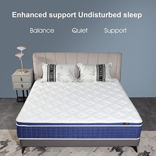 AICEHOME Queen Mattress,10 Inch Memory Foam Hybrid Mattress with Innerspring in a Box Medium Queen Size Mattress Pressure Relief & Supportive (Queen)