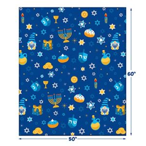 Chanukah Throw Blanket Soft David Star Menorah Dreidel Flannel Blanket Jewish Holiday Throw for Sofa Couch Bed Cozy Plush 50x60 Inch