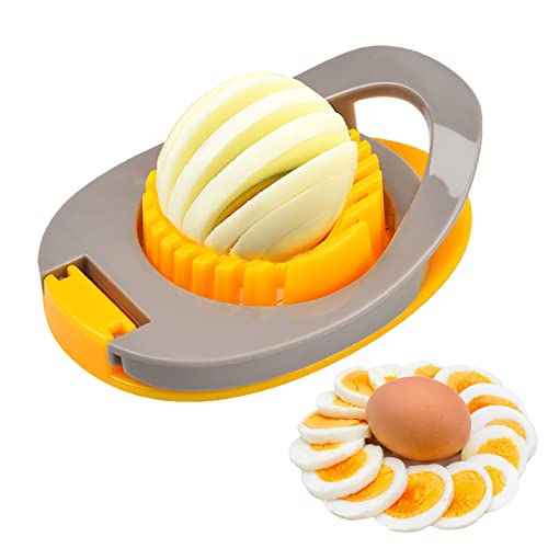 Egg Slicer for Hard Boiled Eggs, Egg Cutter Strawberry Slicer, Heavy Duty Stainless Steel Wire Egg Cutter for Hard Boiled Eggs/Soft Fruits/Butter/Mushroom by Meboltpan (Yellow)