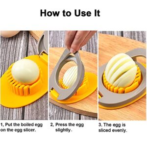 Egg Slicer for Hard Boiled Eggs, Egg Cutter Strawberry Slicer, Heavy Duty Stainless Steel Wire Egg Cutter for Hard Boiled Eggs/Soft Fruits/Butter/Mushroom by Meboltpan (Yellow)