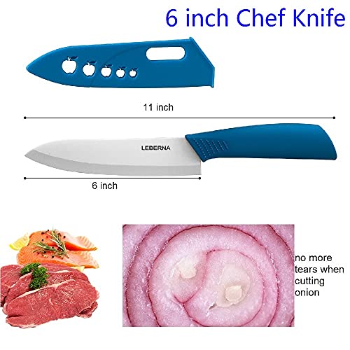 Ceramic Knife Set Ceramic Knives Set for Kitchen Ceramic Kitchen Knives Colored w Sheath 6" Bread Knife 6" Chef Knife 5" Utility Knife 4" Fruit Knife 3" Paring Knife 1 Peeler Colorful Rust Free Proof