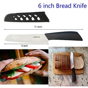 Ceramic Knife Set Ceramic Knives Set for Kitchen Ceramic Kitchen Knives Colored w Sheath 6" Bread Knife 6" Chef Knife 5" Utility Knife 4" Fruit Knife 3" Paring Knife 1 Peeler Colorful Rust Free Proof