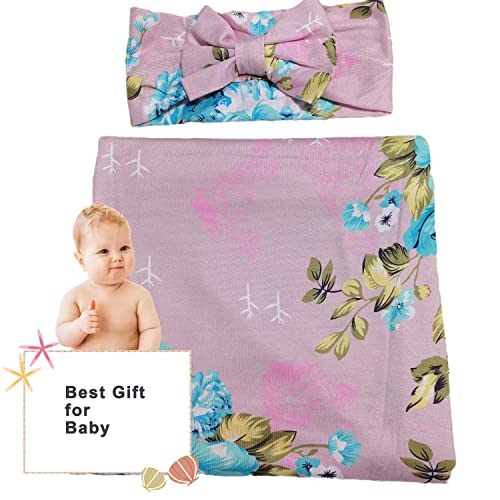 Flower Swaddle Blanket Unisex Blankets Soft Stretchy Receiving Blankets Shower Gift