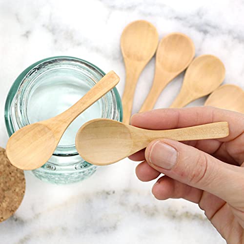 Small Wooden Spoons 50 PCS Mini Wooden Spoons for Body Scrubs/Sugar Scrubs/Spices/Ice Cream/Bath Salts, 3.93inch Little Wooden Spoons