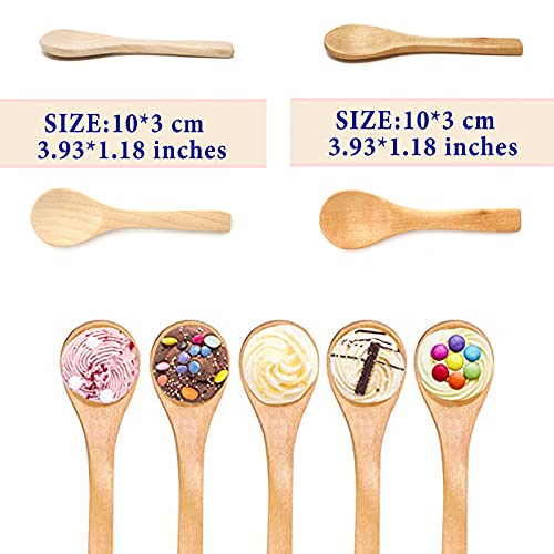 Small Wooden Spoons 50 PCS Mini Wooden Spoons for Body Scrubs/Sugar Scrubs/Spices/Ice Cream/Bath Salts, 3.93inch Little Wooden Spoons