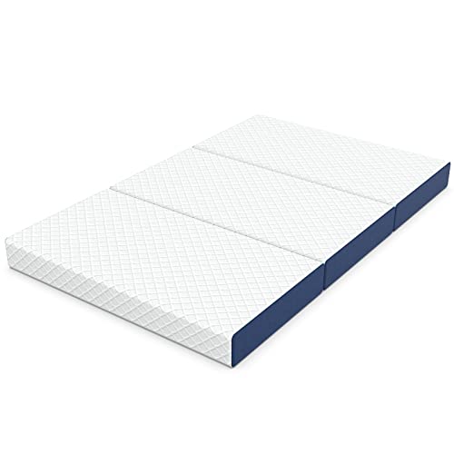 Inofia Folding Mattress 6 Inch, Queen Size Trifold Memory Foam Mattress with Soft Knitted Removable Cover for Pressure Relief, Medium Firm, Portable Folding Floor Mattress in a Box - 78”L x 58”W x 6”H