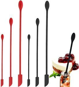 mini spatula silicone, 6 pcs jar spatula last drop small spatulas, reusable double-ended tiny silicone spoon spatula for kitchen and beauty