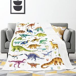 Dinosaur World Blanket Throw, Flannel Fleece Ultra-Soft Fluffy Throw Unisex Light Comfort Blanket for Couch, Sofa Living Room and Camping 60" x 80"