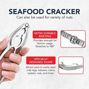 Stainless Steel Crab Crackers and Lobster Picks, Set of 4, Easy-to-Use Crab Leg Cracker Tool, Lobster Cracker and Pick Set, Crab Crackers and Tools, Seafood Tool Kit by Smedley & York