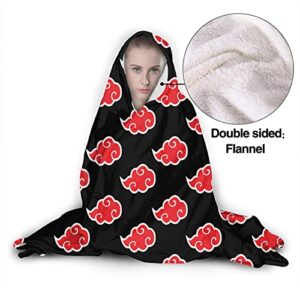 Ultra Soft Hooded Cloak Flannel Fleece Hooded Throw Blanket Akatsuki Pattern Fleece Sherpa Wearable Microfiber Bedding Quilt 80"X60"