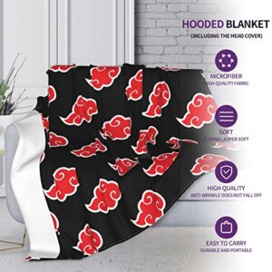 Ultra Soft Hooded Cloak Flannel Fleece Hooded Throw Blanket Akatsuki Pattern Fleece Sherpa Wearable Microfiber Bedding Quilt 80"X60"