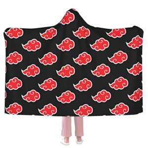 Ultra Soft Hooded Cloak Flannel Fleece Hooded Throw Blanket Akatsuki Pattern Fleece Sherpa Wearable Microfiber Bedding Quilt 80"X60"