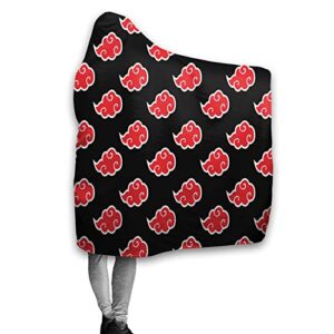 Ultra Soft Hooded Cloak Flannel Fleece Hooded Throw Blanket Akatsuki Pattern Fleece Sherpa Wearable Microfiber Bedding Quilt 80"X60"