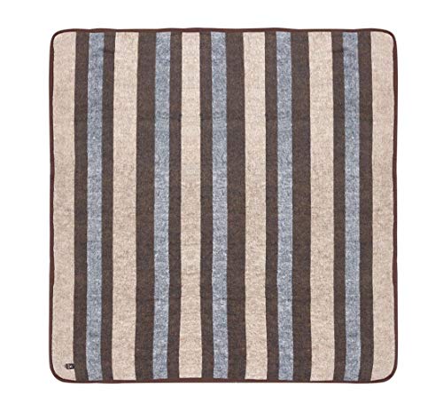 Alpaca Warehouse Alpaca Sheep Wool Blanket King/Full-Queen/Twin Size Thick Heavyweight Comfortably Warm - Great for Outdoor Use - Striped Design (Beige/Brown/Gray, King)