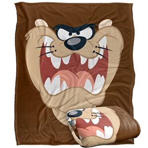 looney tunes blanket, 50"x60", taz face silky touch super soft throw