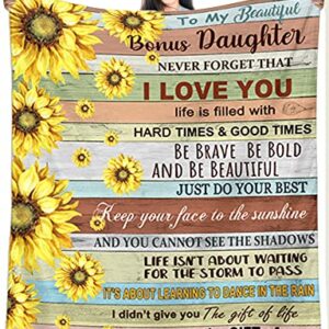 OSAM SPACE Bonus Daughter Gifts from Mom, Mothers Day Blanket Gifts for Bonus Daughter Sunflower Blankets, Stepdaughter Birthday Gifts from Stepmom, Graduation/Birthday for Her 60" x 50"