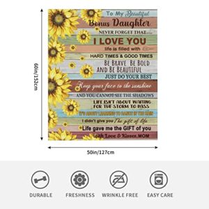 OSAM SPACE Bonus Daughter Gifts from Mom, Mothers Day Blanket Gifts for Bonus Daughter Sunflower Blankets, Stepdaughter Birthday Gifts from Stepmom, Graduation/Birthday for Her 60" x 50"