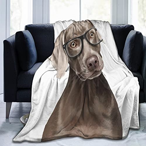 Adults Kids Wearable Blanket Wrap Cozy Soft Warm Throw Blanket for Studying Reading Snuggling Napping, Weimaraner Cute Dogs White, 60"x50"