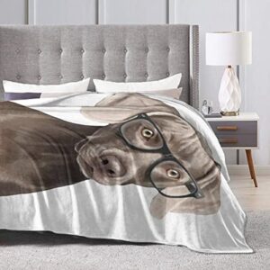 Adults Kids Wearable Blanket Wrap Cozy Soft Warm Throw Blanket for Studying Reading Snuggling Napping, Weimaraner Cute Dogs White, 60"x50"