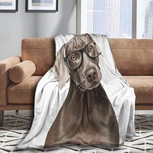 Adults Kids Wearable Blanket Wrap Cozy Soft Warm Throw Blanket for Studying Reading Snuggling Napping, Weimaraner Cute Dogs White, 60"x50"