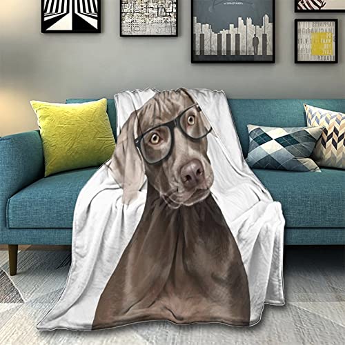 Adults Kids Wearable Blanket Wrap Cozy Soft Warm Throw Blanket for Studying Reading Snuggling Napping, Weimaraner Cute Dogs White, 60"x50"