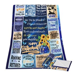 GADZILLE Retirement Blanket Happy Retirement Gifts for Women Men Throw Warm Flannel Retirement Blanket Thoughtful Classy Retired Gift Ideas for Teacher Police Nurse Doctor Coworker 50 * 60inch