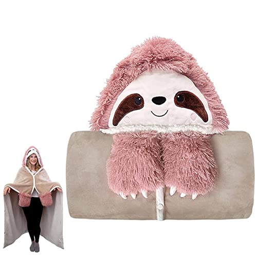 glueckind Sloth Wearable Hooded Blanket for Adults – Fuzzy Super Soft Warm Cozy Plush Flannel Fleece & Hoodie Throw Cloak Wrap - Gifts for Women Adults Girls and Kids