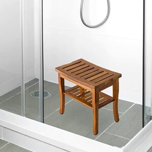 VaeFae Bamboo Shower Stool and Teak Shower Bench for Inside Shower