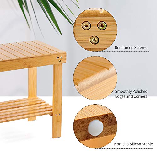 VaeFae Bamboo Shower Stool and Teak Shower Bench for Inside Shower