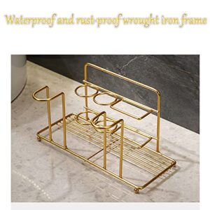 Toothpaste Holder Shower Toilet Caddy Gold Basket Wall Mounted Stand Bathroom Rack Storage Organizer Shelf S size